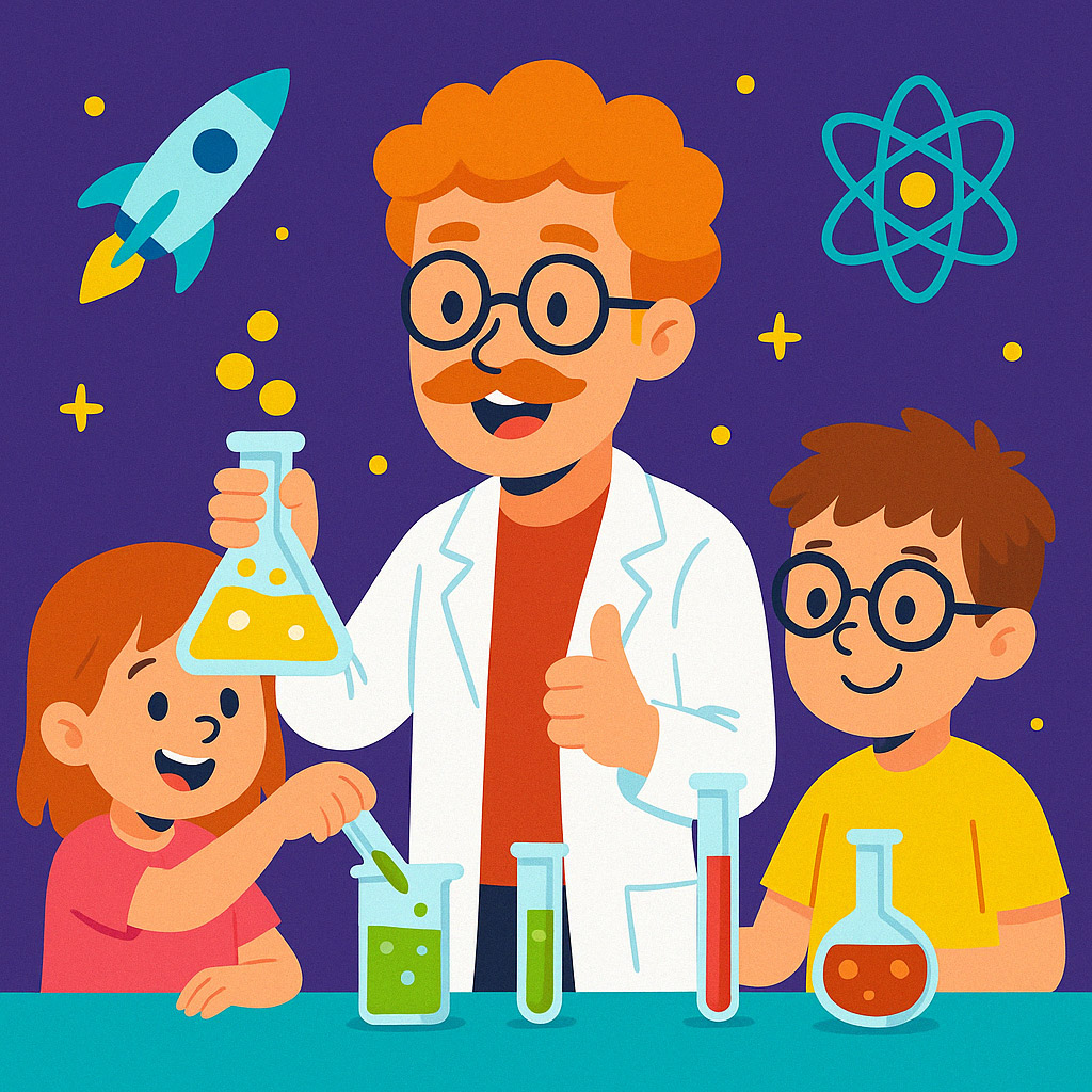 Kinderfeestje vol proefjes en experimenten met leuke professor